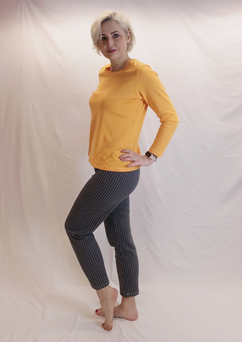 Piżama damska premium 100% bawełna – pomarańczowa góra + czarne spodnie ...